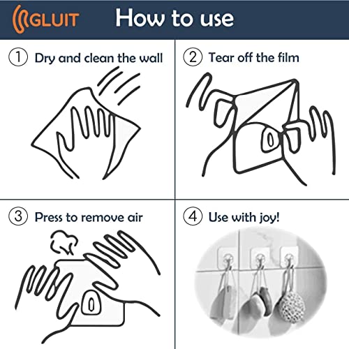GLUIT Adhesive Hooks Medium 12 Pack and Large 12 Pack for Hanging Heavy Duty Wall Hooks 22 lbs Self Adhesive Towel Hook Waterproof Transparent Hooks for Keys Bathroom Shower Outdoor Kitchen