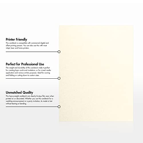 LUXPaper 8.5" x 11" Cardstock | Letter Size | Champagne Metallic | 105lb. Cover (192lb. Text) | 50 Qty