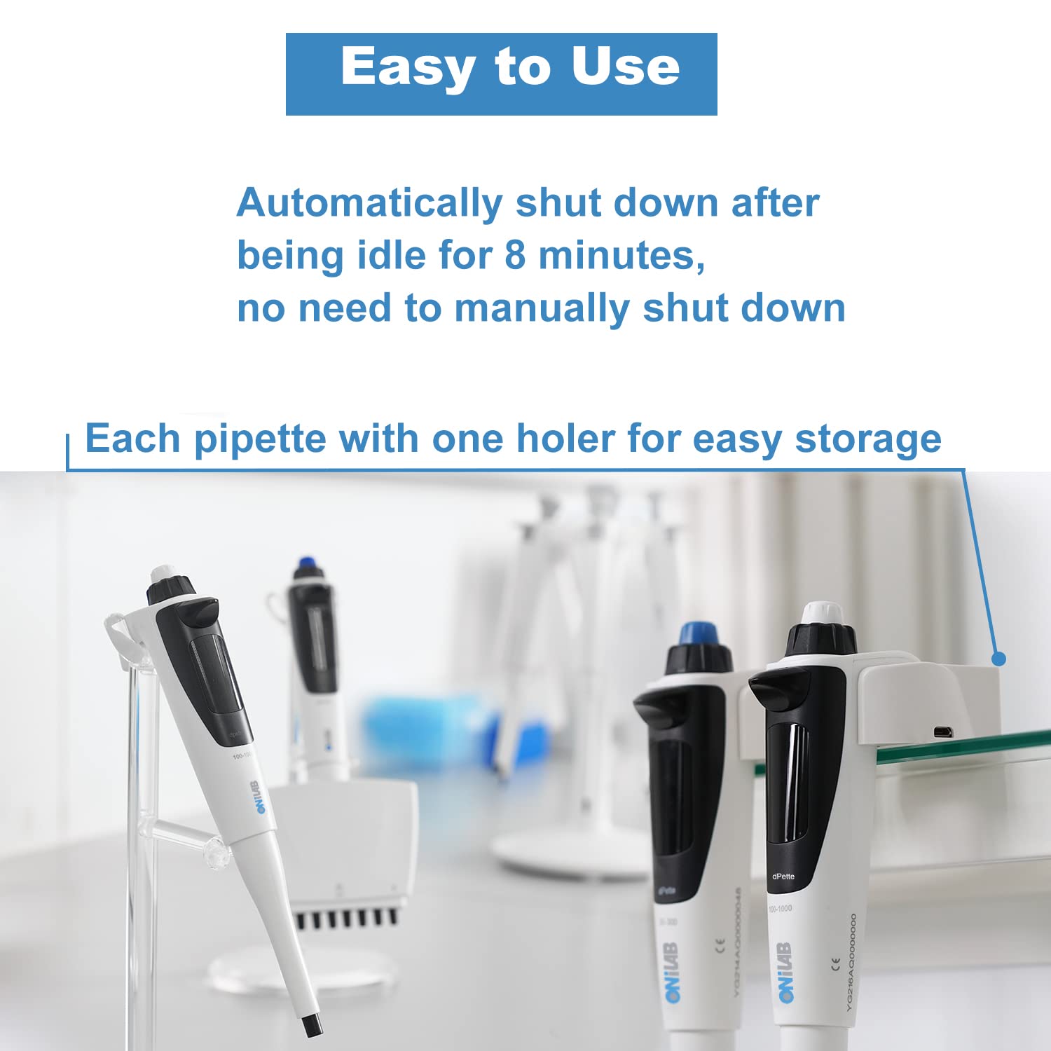 Electric Single Channel Pipette Laboratory Micropipette Adjustable Volume Pipettors 100-1000μL…