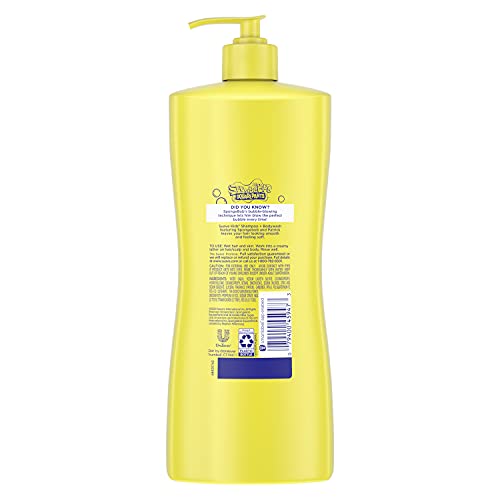 Suave Kids 3 in1 Shampoo & Body Wash for Kids Nickelodeon Spongebob Dermatologist-Tested and Tear-free, Strawberry, Yellow, 28 Fl Oz