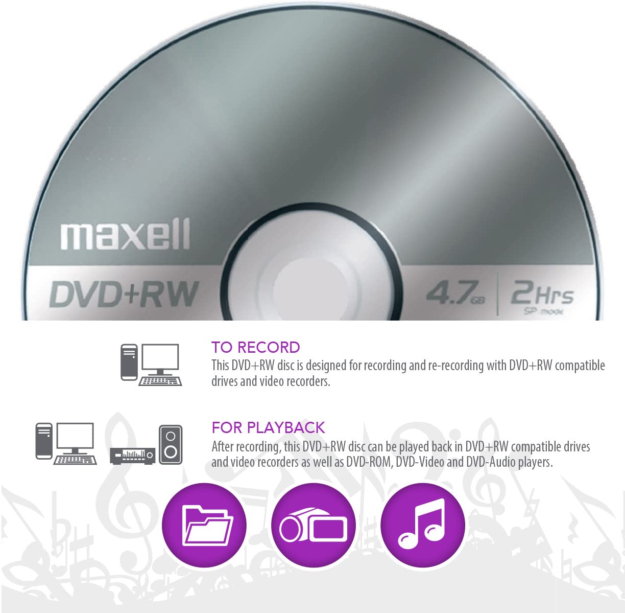 Maxell 634045 DVD-RW Blank Disc - Rewritable 4.7 Gb with Slim Jewel Case, 120min & Max Up to 4x, Superior Archival Life Digital Storage Playback & Up to 1000 Rewrite - 5 Pack