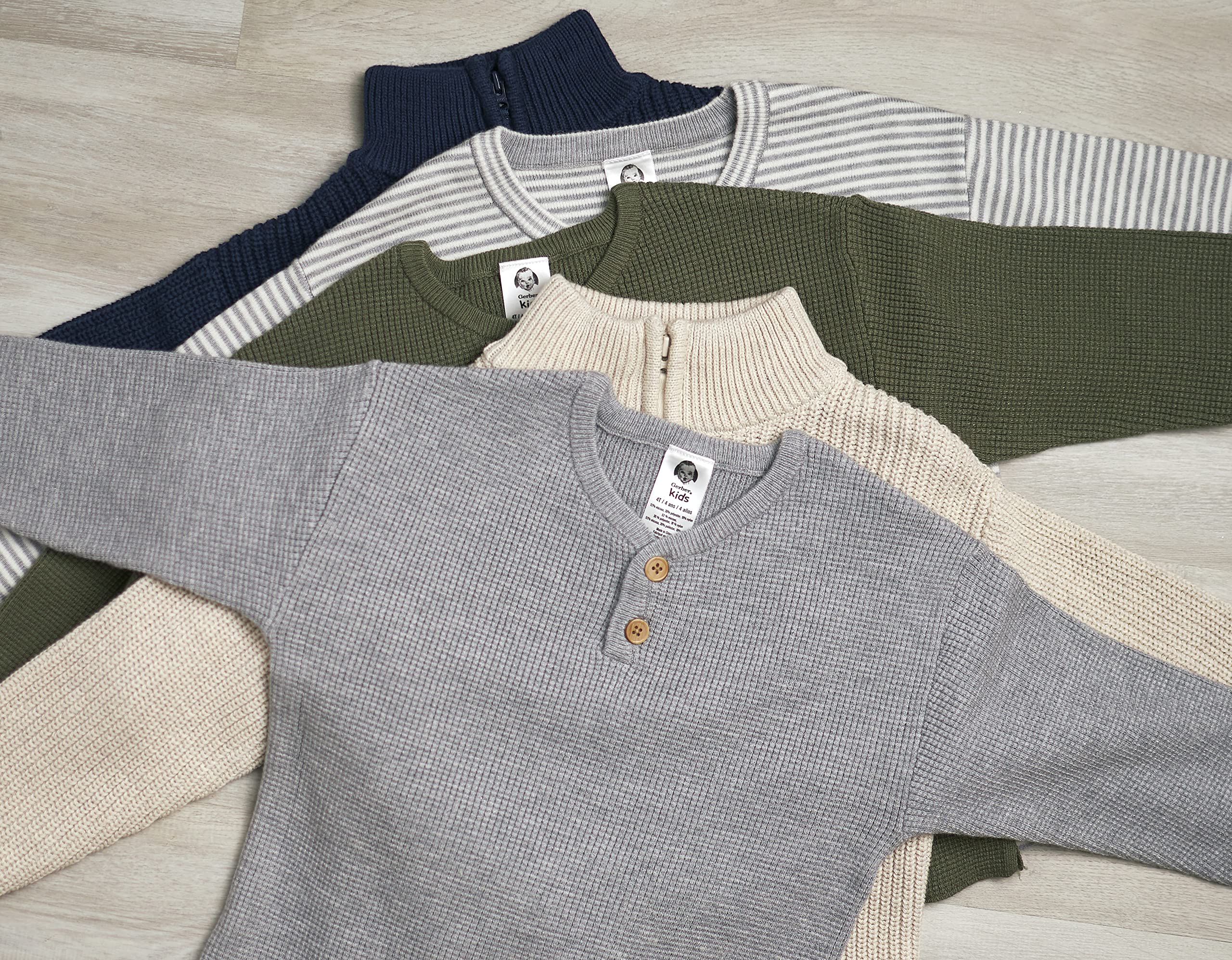 Gerber Baby and Toddler Boys Zip Front Sweater, Dark Gray, 3T