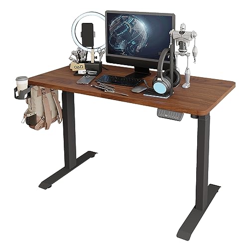 Electric Standing Desk/Standing Desk 47×24" Height Adjustable Desk/Home Office Stand Up Desk with Memory Preset Controller/ Single Motor Electric Height Adjustable Desk/Black and Rustic Brown(1 motor