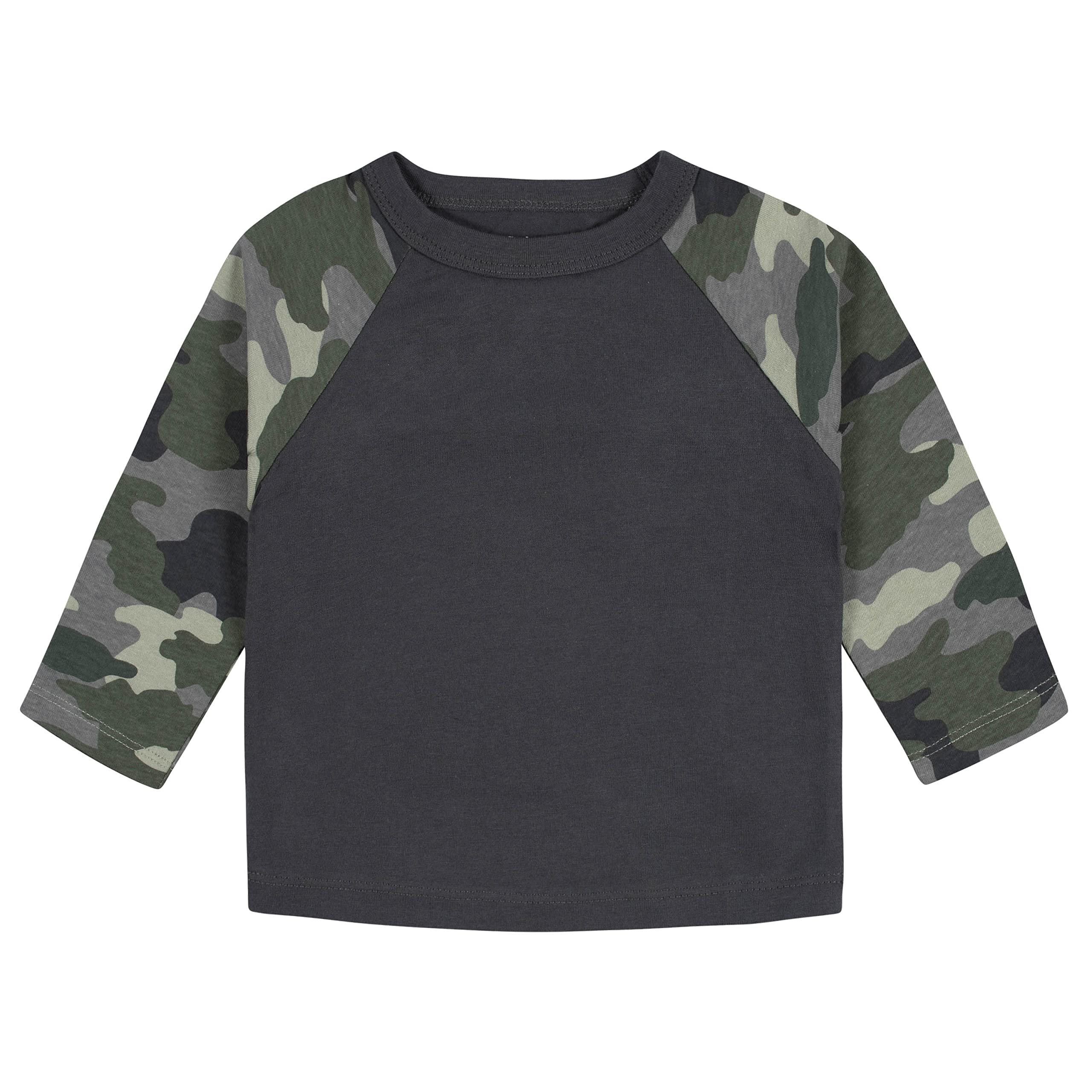 Gerber Baby Boys' 3-Pack Long Sleeve Baseball Tees, Green & Gray, 12 Months