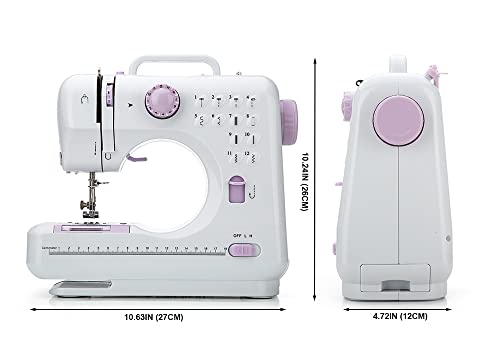 Galadim Mini Sewing Machine (Including Extension Table and Sewing Supplies Set) - Small Electric Overlock Sewing Machines with 2 Speed 12 Built-in Stitch Patterns β GD-015-CD