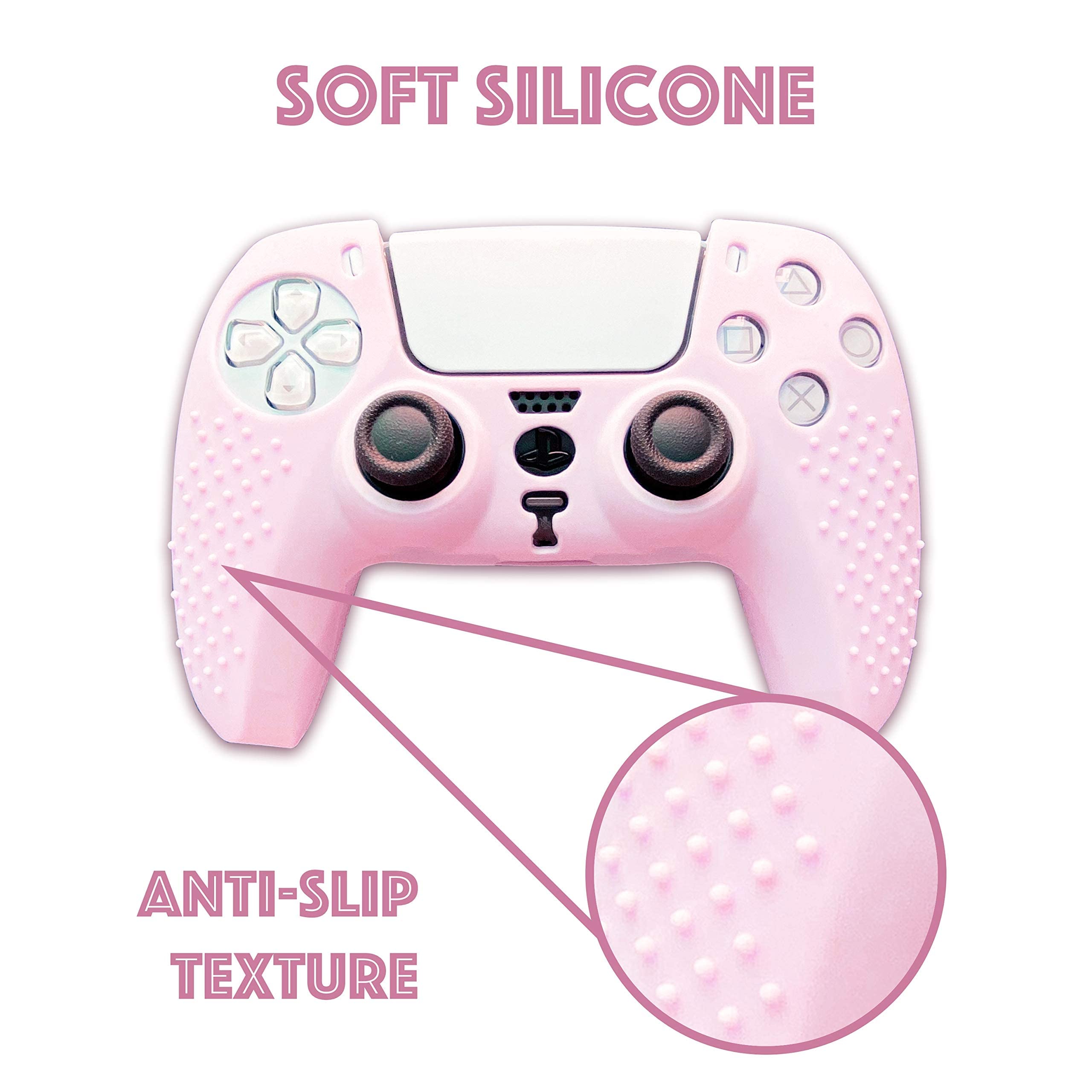 BelugaDesign Pastel PS5 Controller Cover | Cute Soft Sleeve Case Skin Shell with Anti-Slip Textured Grip | Compatible with Sony PS5 DualSense Controller (Light Pink)