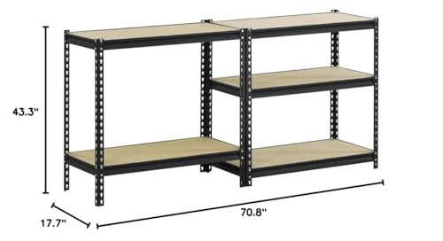 Kcelarec 5-Tier Utility Shelves, Metal Storage Shelves Garage Shelving Unit Adjustable Garage Storage Shelves Storage Racks Heavy Duty Shed Shelving (Black)