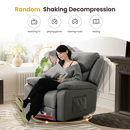 Luffield Large Electronic Power Recliner Chair, 270 Degree Swivel Recliners Comfy Glider Rocking Chairs with USB & Type-C Ports,Soft Fabric Sofa Chair for Living Room
