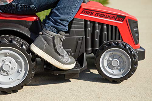 Huffy Kids Electric 12V Ride On Mini Mower Bubble Tractor, Red