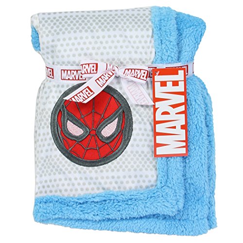 Spider Man Super Soft Fleece 30" x 30" Baby Blanket (Light Blue)