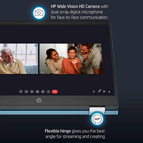 HP Newest X360 2-in-1 Chromebook 14" HD Touchscreen Laptop, Intel Celeron N4000(Up to 2.8GHz), 4GB DDR4 RAM, 128GB Space(64GB eMMC+64GB Card), WiFi, Webcam, USB Type-C, Chrome OS, Forest Teal JVQ MP