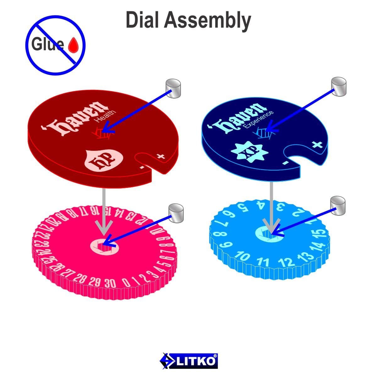 LITKO Character Health & Experience Dials Compatible with Gloomhaven Board Game (2)
