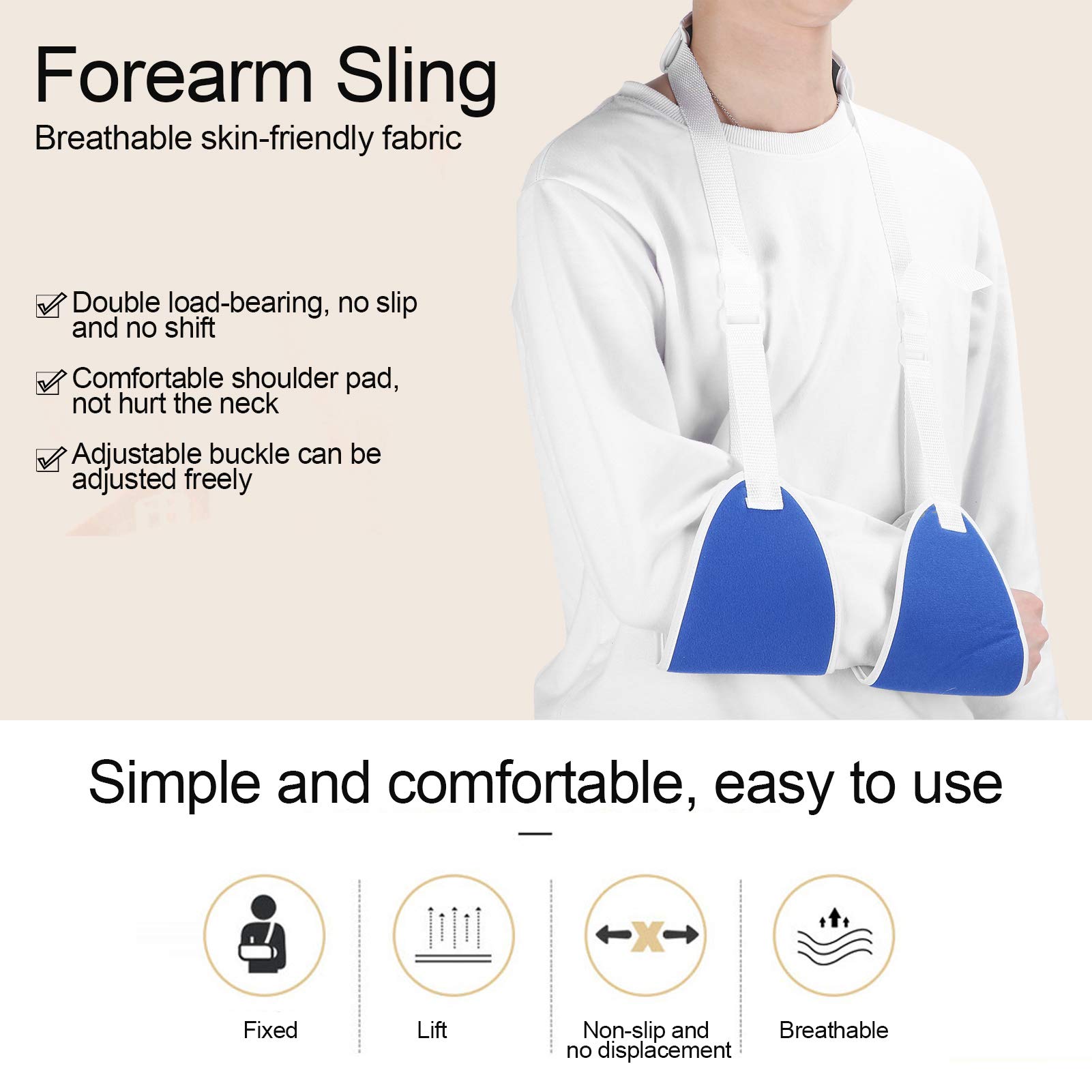Arm Sling, Shoulder Abduction Sling Black Nylon Mesh for Shoulder Joint Inflammation for Postoperative for Shoulder Joint Injury for Arm Fracture(Blue)