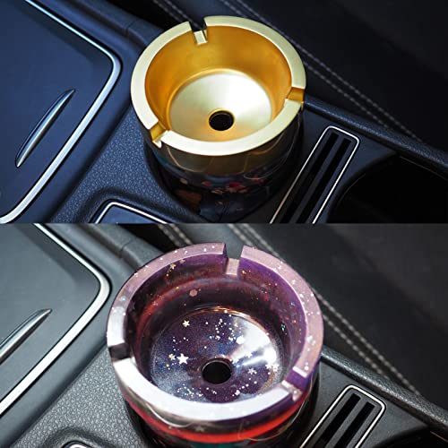 Double Layer Resin Ashtray Mold Kit - Unityown Car Ashtray with Lid Smell Proof - DIY Crystal Silicone Molds for Epoxy Resin Tray Making Tools - Holiday Gift for Father or Boyfriend