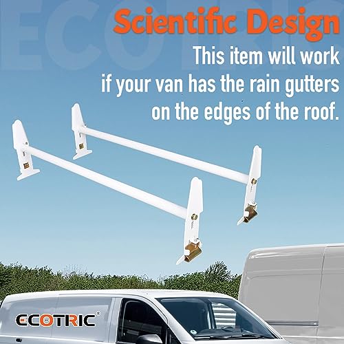 ECOTRIC Adjustable Van Roof Ladder Rack 500LBS 2 Bars for Chevy Dodge Ford GMC Express 77''