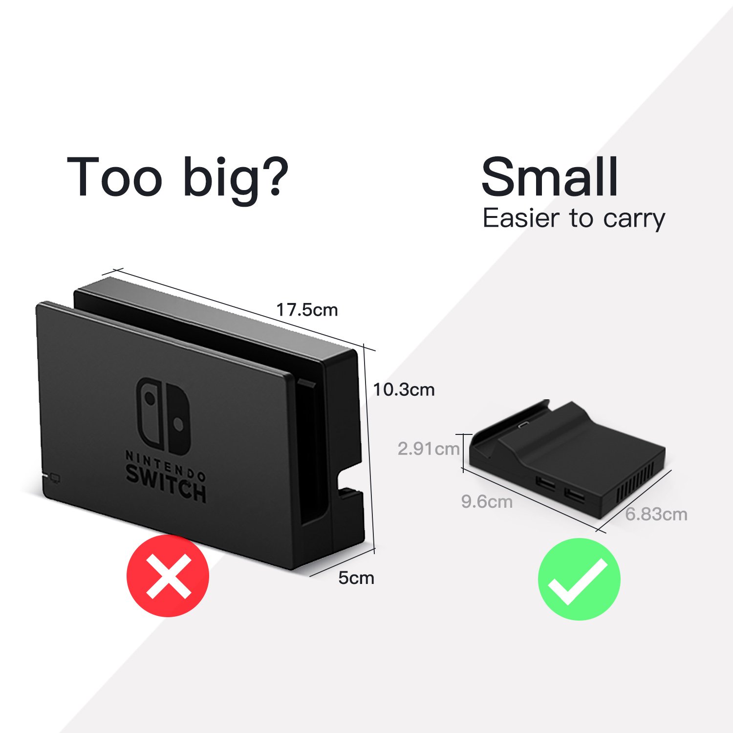 BASSTOP Portable Dock Replacement Case for Nintendo Switch (Only The case, You Have to DIY with The Circuit Board chip from The Original Dock