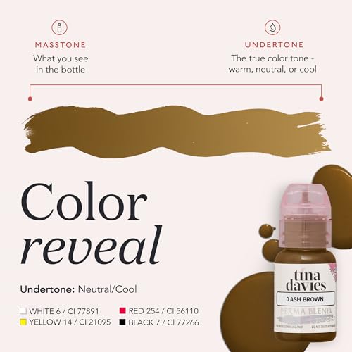Tina Davies Professional X Perma Blend Brow Pigment - Permanent Eyebrow Makeup - Colours Heal True to Tone - High Retention - Ash Brown, 1/2oz