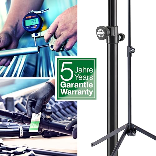 K&M Konig & Meyer 26772.000.56 Table Monitor/Speaker Stand | Solid Stable V Shape Level Base | Height Adjust | Secure Safety Pin | Non-Slip/Vibration Rubber Pads | Steel | German Made | Black