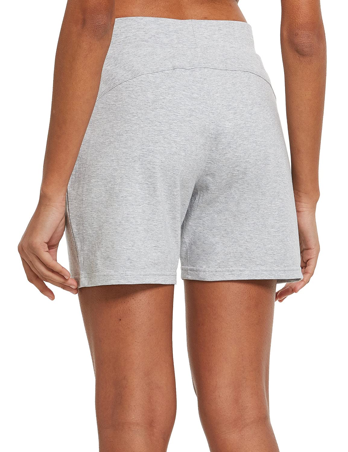 BALEAF Women's Cotton Yoga Shorts Sweat Athletic Lounge Beach Shorts Jersey Pull On with Drawstring Pockets Summer Black Size L