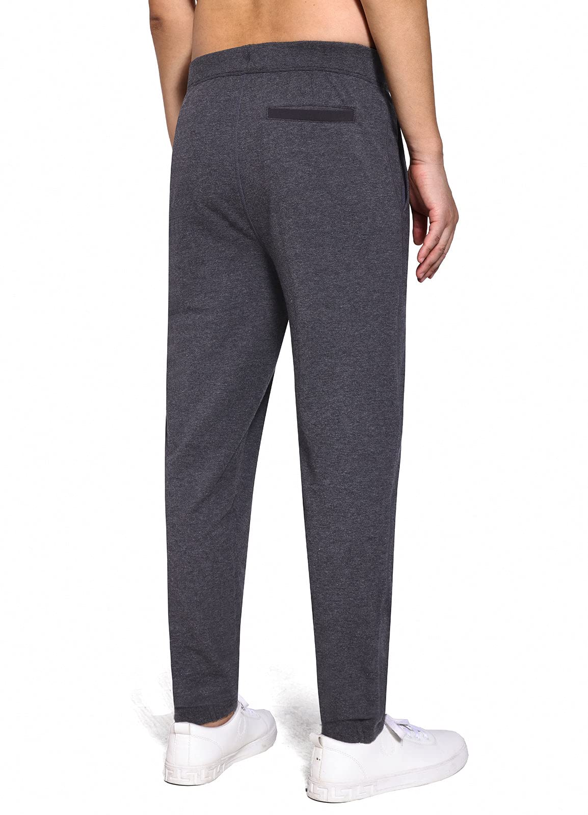 BALEAF Men's Jogger Running Cropped Pants Slim Fit Cotton Zipper Pockets Tapered Sweatpants Quick Dry Gym Office Grey Heather Large