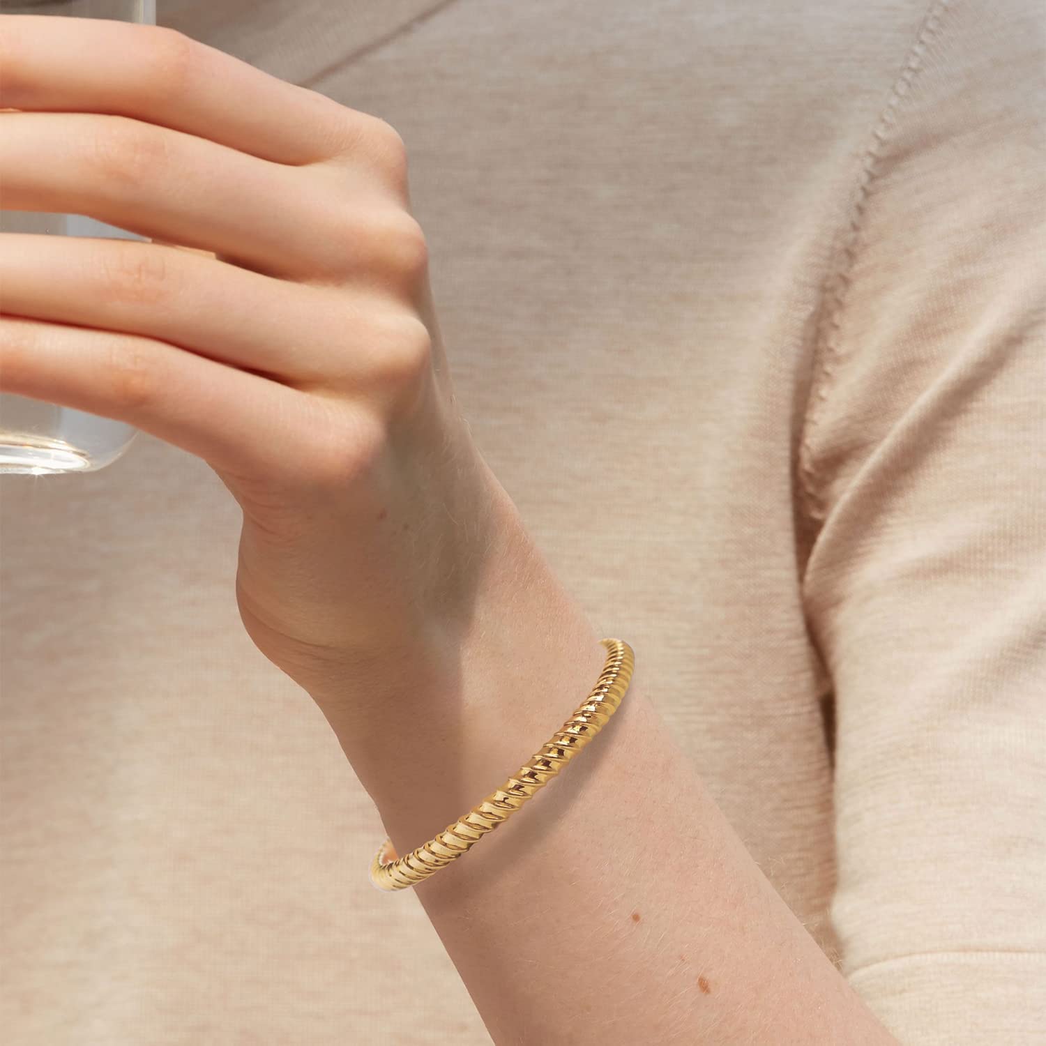 Bemoly Nail Bracelet for Women 14K Gold Plated Screw Initial Cuff Bracelet Inspirational Adjustable Bangle Jewelry