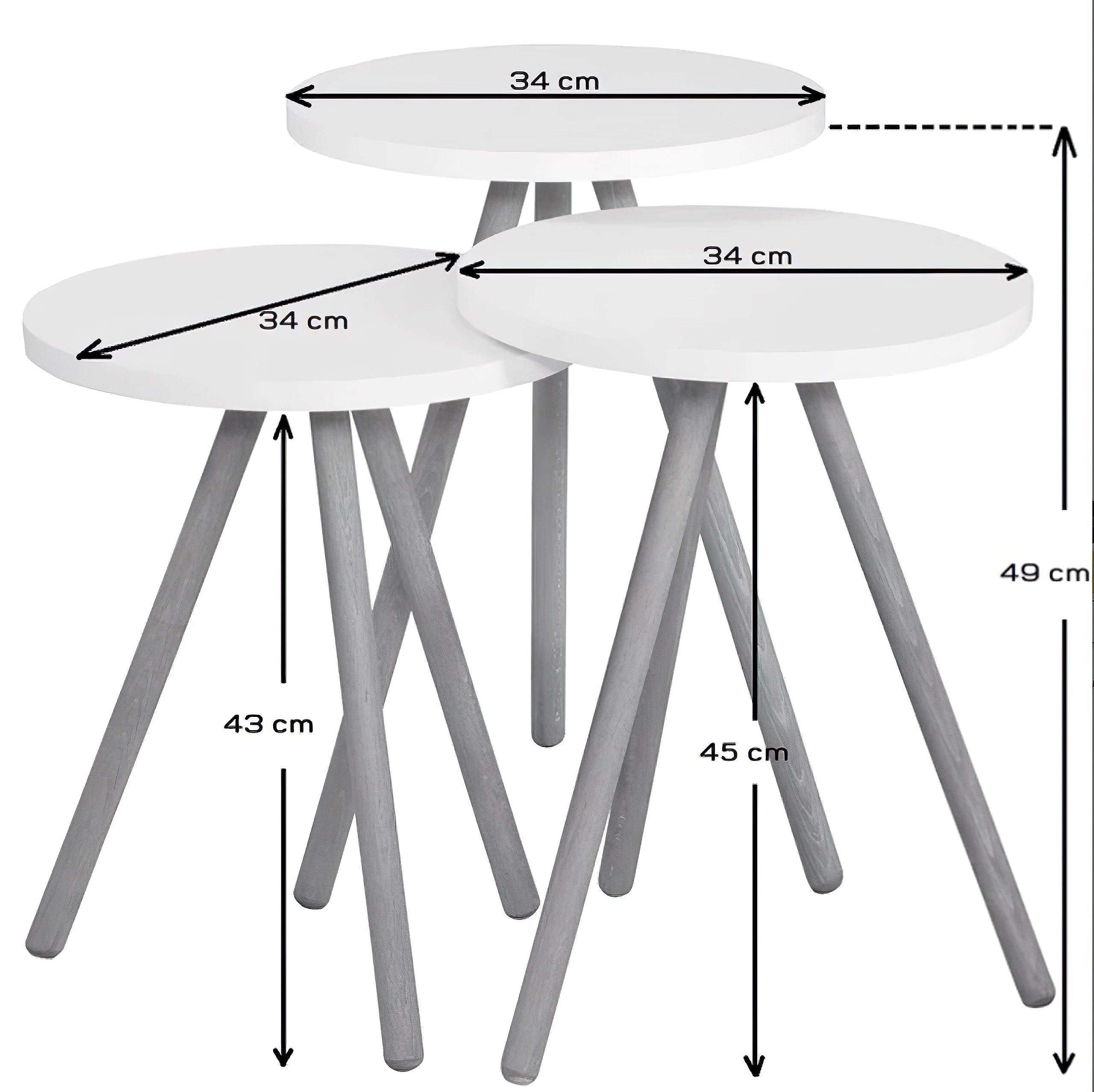 Round Nesting Coffee Table Set of 3: Space Saver, Stackable Mid Century Modern Side End Tables, Ideal for Compact Living Rooms with Pastel Decor