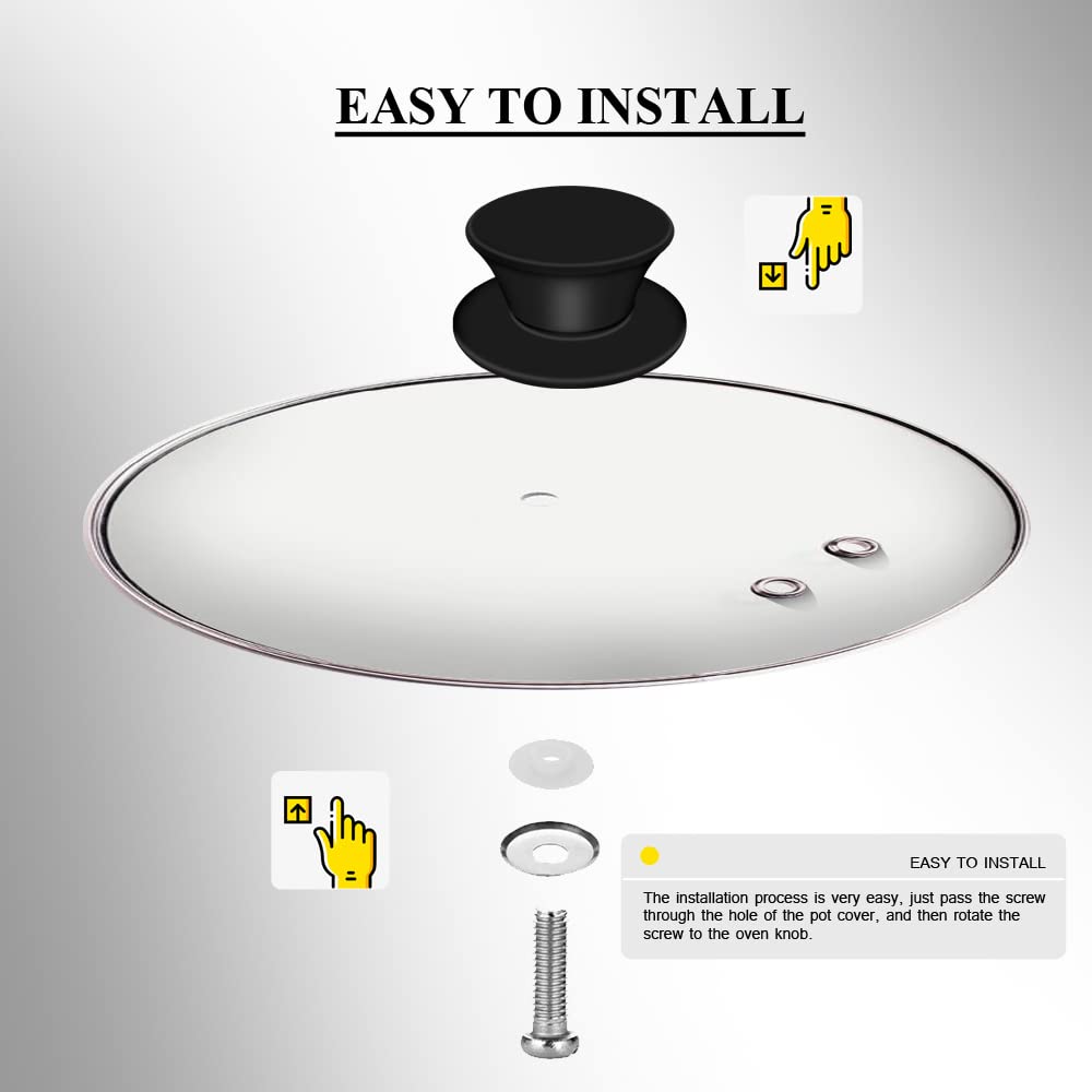 Pot Lid Knob Replacement Silicone Universal Pan Lid Holding Handles, Heat Resistant Dishwasher Safe for Slow Cookers, Skillets and Kitchen Cookware Lids Covers (Black)