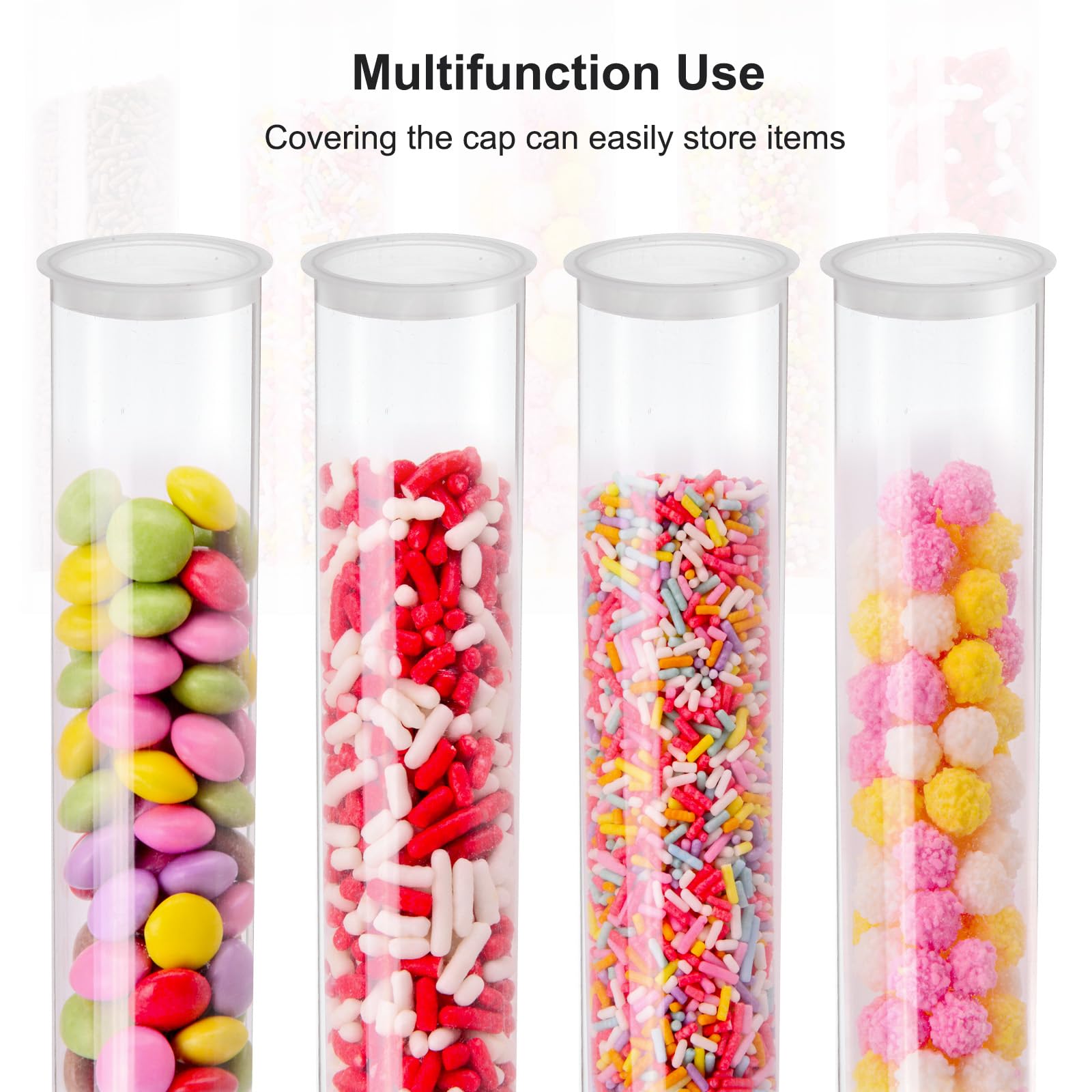 PATIKIL 7.9"L x 1.7"Dia Clear Storage Tubes, 3Pcs PC Plastic Transparent Hollow Round Rigid Tube with Cap for Beads Bath Salt Container Wedding Party Favors