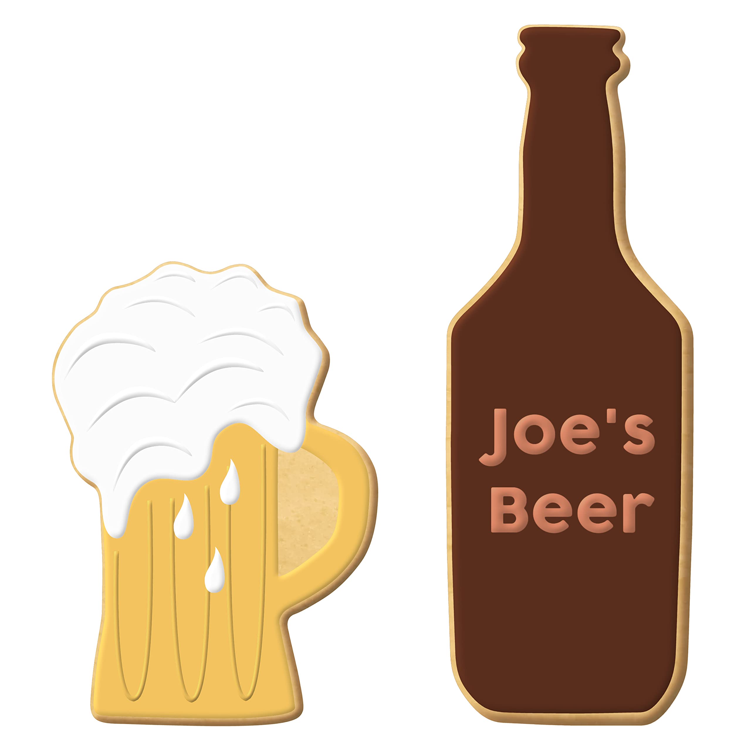 Bottoms Up Cookie Cutter 2 Pc Set β Beer Bottle and Beer Mug Cookie Cutters Hand Made in the USA from Tin Plated Steel
