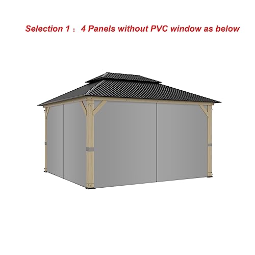 Garden Sunny 2 Panels-10'x10' Replacement Universal Gazebo Curtains Privacy Sidewall,Shade Curtains,Protecting Side Walls (Only Curtain -2 Panels Without PVC Window)-Grey
