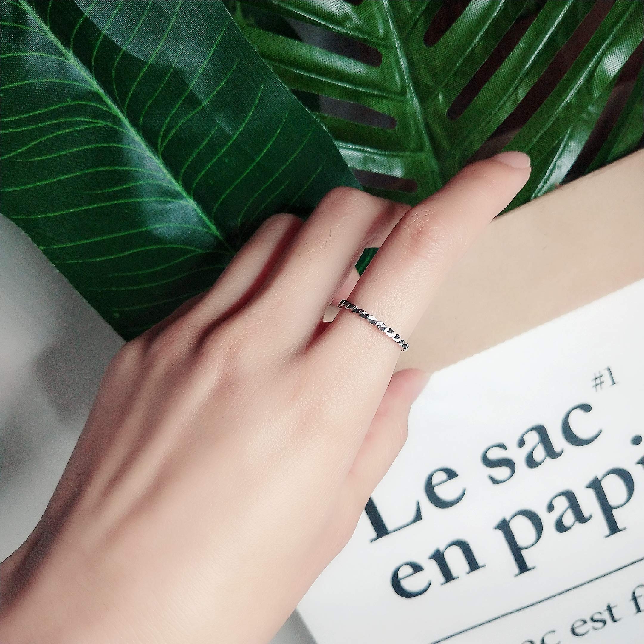 AVECON Silver Ring for Women, 925 Sterling Silver Engagement Wedding Promise Band Ring Simple Design Best Gift for Her Size 8