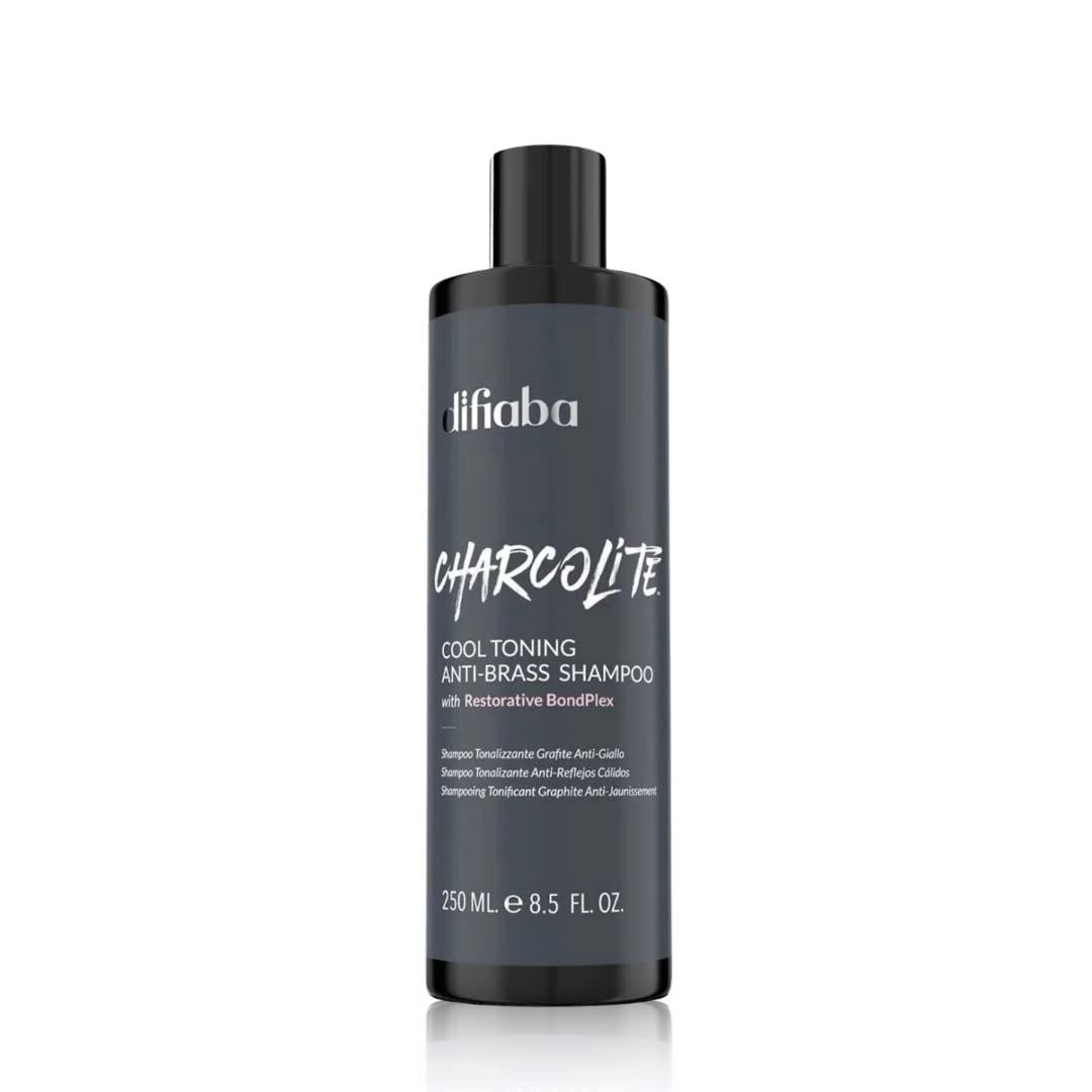 DIFIABA Charcolite Shampoo for Color Treated Hair - Blonde Shampoo - Charcoal Shampoo - Brass-Off Shampoo - Cool Toning Shampoo w/Restorative BondPlex - Multiple Sizes Avail (8.5oz)