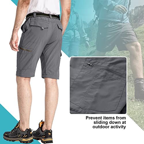 Hiking Pants for Men boy Scout Convertible Cargo Zip Off Lightweight Quick Dry Breathable Fishing Safari Shorts,6226,Grey,29