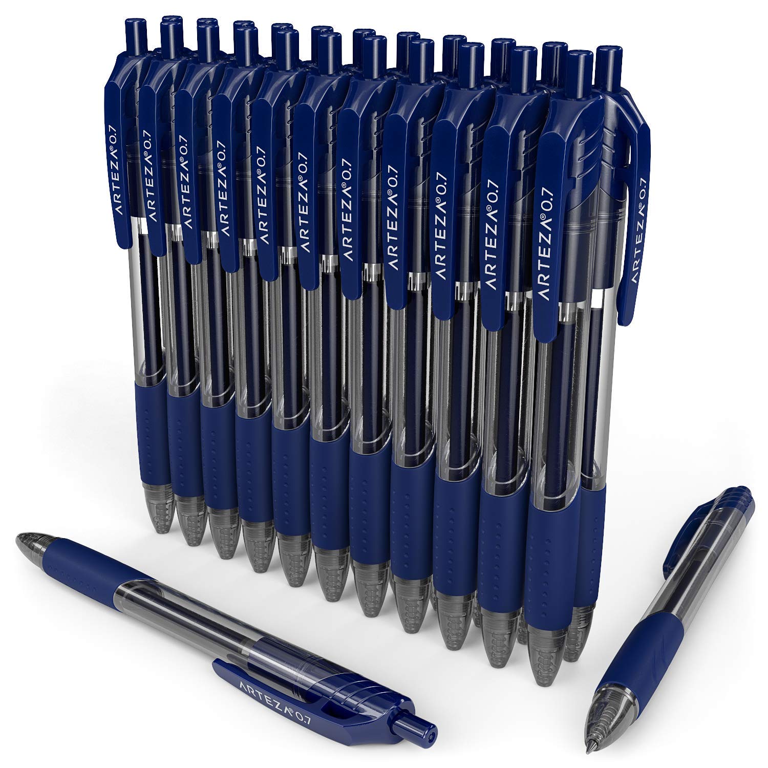 ARTEZA Blue Gel Pens Pack of 24, 0.7mm Medium Point, Quick-Drying Ink for Smooth Writing, Office & School Supplies