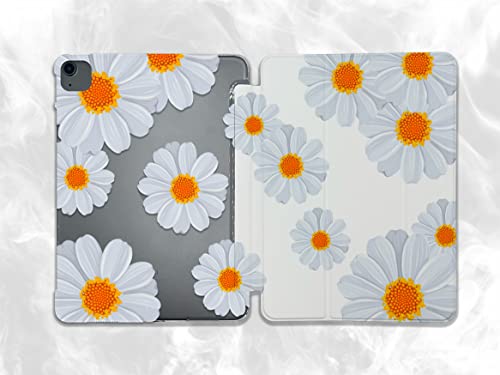 Kawaii Chamomile Flower Cute case Compatible with iPad Mini Air Pro 7.9 8.3 9.7 10.2 10.9 11 12.9 inch Pattern Cover New 2022 2021 Trifold Stand 3 4 5 6 7 8 9 Generation 490 (11" Pro 1/2/3 gen)