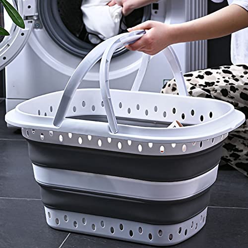 Haundry Collapsible Laundry Basket - 42L Foldable Plastic Laundry Hamper with Handles, Pop-up Basket for Laundry, Portable College Essentials Clothes Hamper