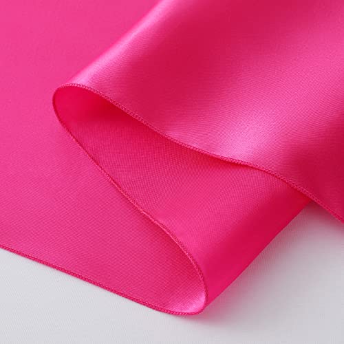 Horbaunal 12 Pack Hot Pink Satin Table Runner 12 x 108 Inch, Smooth Table Runners for Wedding Banquets Birthday Party