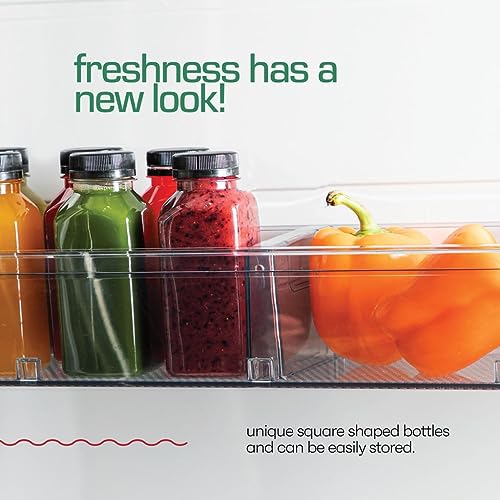 DECADORN 8oz Plastic Bottles With Caps - 12 Pack Plastic Juice Bottles For Juicing - Empty Juice Containers With Lids For Fridge - MADE IN USA Clear Mini Reusable Bottles With Lids - drink container