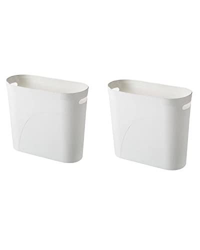 Hundred Families Bathroom Small Trash Can, 3 Gallon Slim Plastic, Set of 2, White