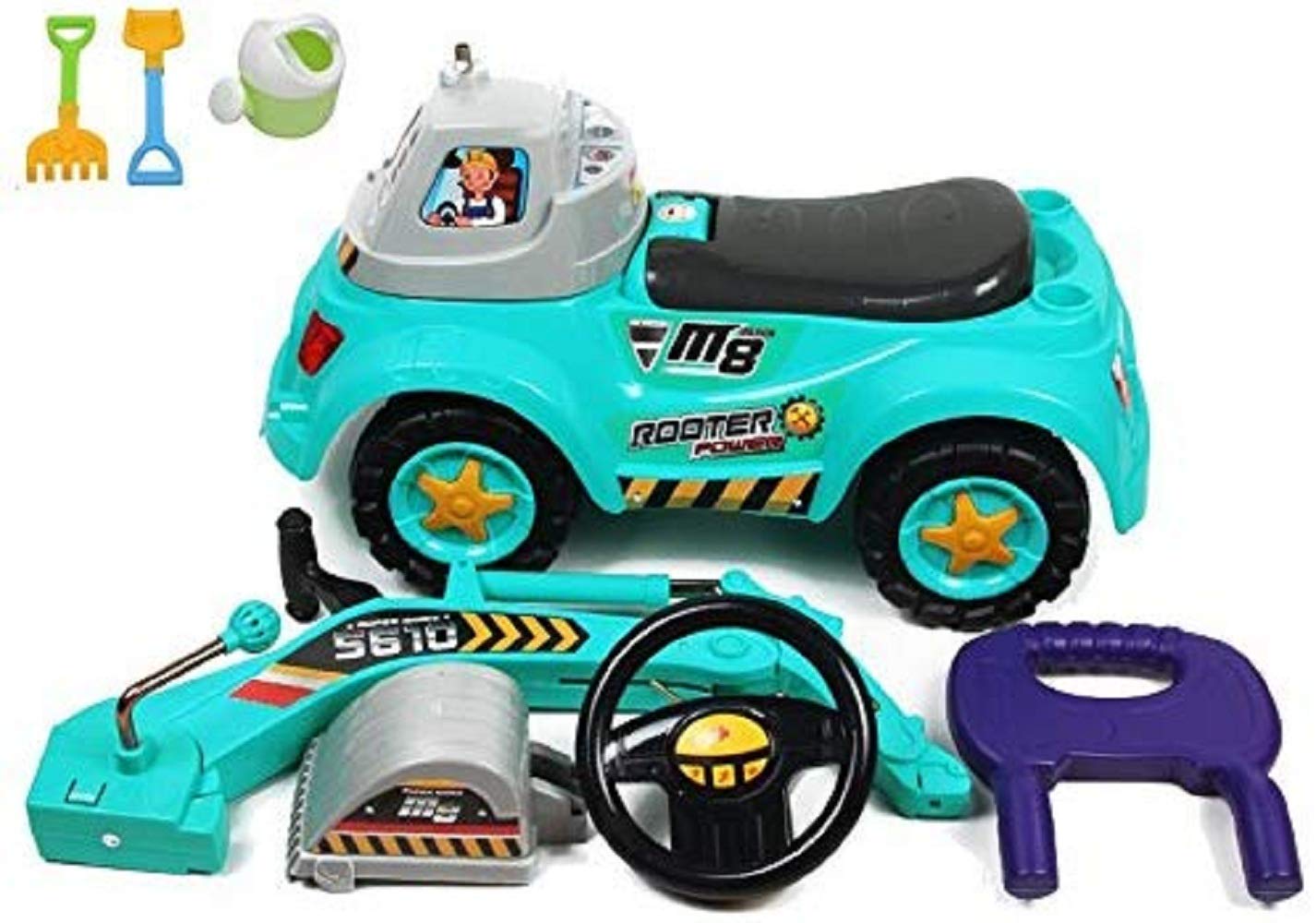 Digger Scooter, Ride-on Excavator, Pulling cart, Pretend Play Construction Truck (Color May Vary) by POCO DIVO