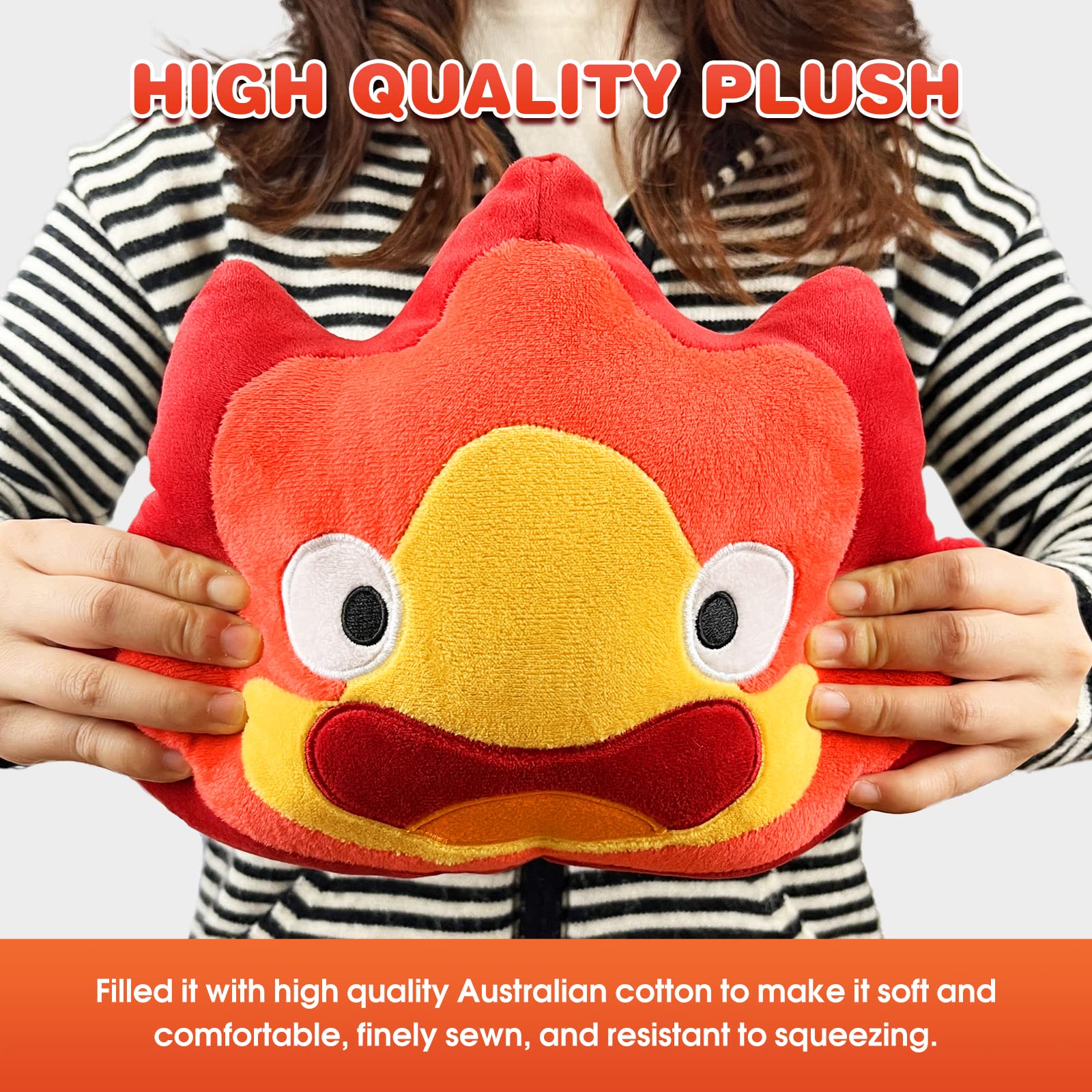 Birsppy Amishify 12.9 inch Calcifer Plush Fire Demon Pillow (complimentary Calcifer Keychain)