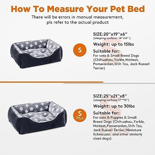 GASUR Rectangle Dog Bed for Small Dogs, Cozy Washable Dog Sofa Bed, Durable Pet Cuddler Anti-Slip Bottom, Soft Calming Sleeping Warming Puppy Bed