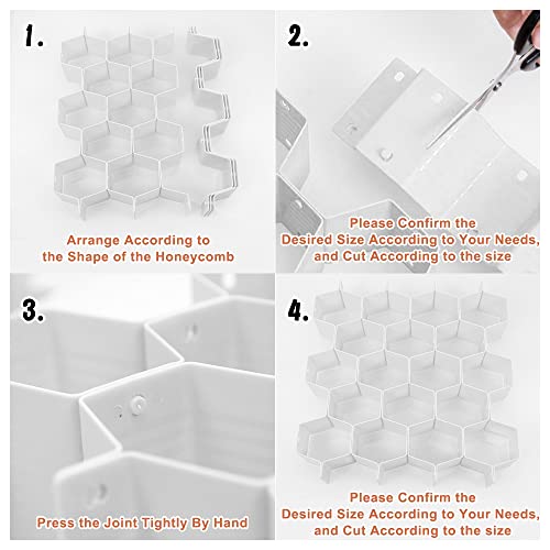 KOBSAINF Honeycomb Drawer Organizer Divider,DIY Plastic Adjustable Grid Dresser Drawer Organizers for Baby Cloth,Belts, Ties, Clothing, Makeup (2PCS White)