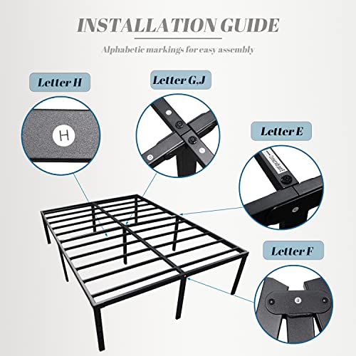 Chezisam 18" High California King Size Bed Frame Heavy Duty Metal Platform Bed Can Hold 3500lbs Cal King Mattress Base with Underbed Storage Space No Box Spring Needed