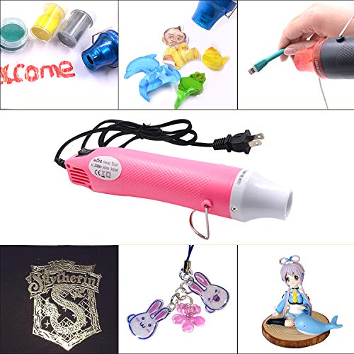 Heat Gun,mofa Hot Air Gun Tools Shrink Gun with Stand For DIY Embossing And Drying Paint Multi-Purpose Electric Heating Nozzle 300W 110V(Pink,White)
