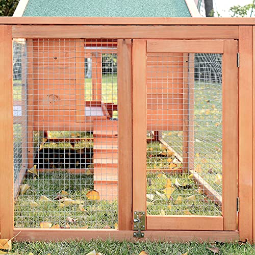 PawHut 2-Story Large Wooden Rabbit Hutch Pet House with Ramps, Lockable Doors, Run Area and Asphalt Roof for Outdoor Use