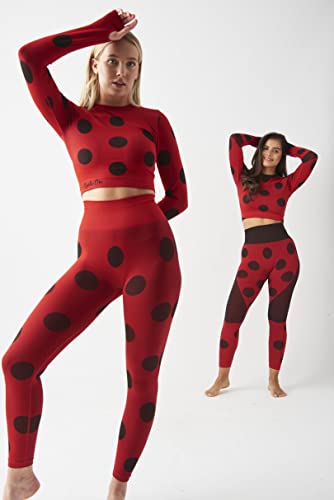 Miraculous Ladybug Womens Leggings Active Cosplay - Seamless for Gym Workout, Exercise, Yoga, Running by MAXXIM Red Small
