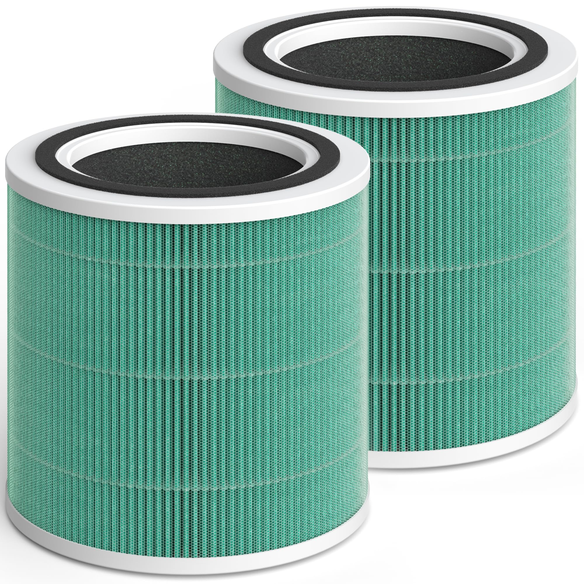 Breabetter AC400 True HEPA Replacement Filter Compatible with Purivortex AC400 Purifiers, 3-in-1 H13 True HEPA Filter(2-Pack)-Green