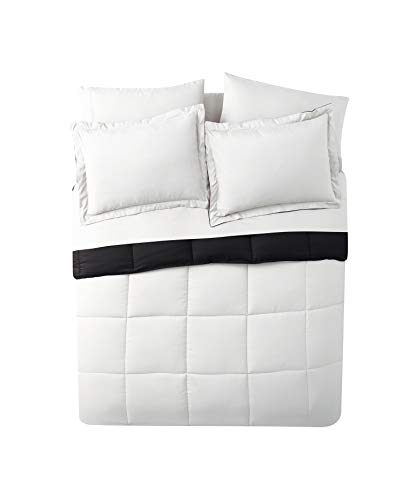 VCNY Home - Queen Bed in a Bag, Reversible 7-Piece Bedding Set, Stylish Room Decor (Lincoln Black/White, Queen)