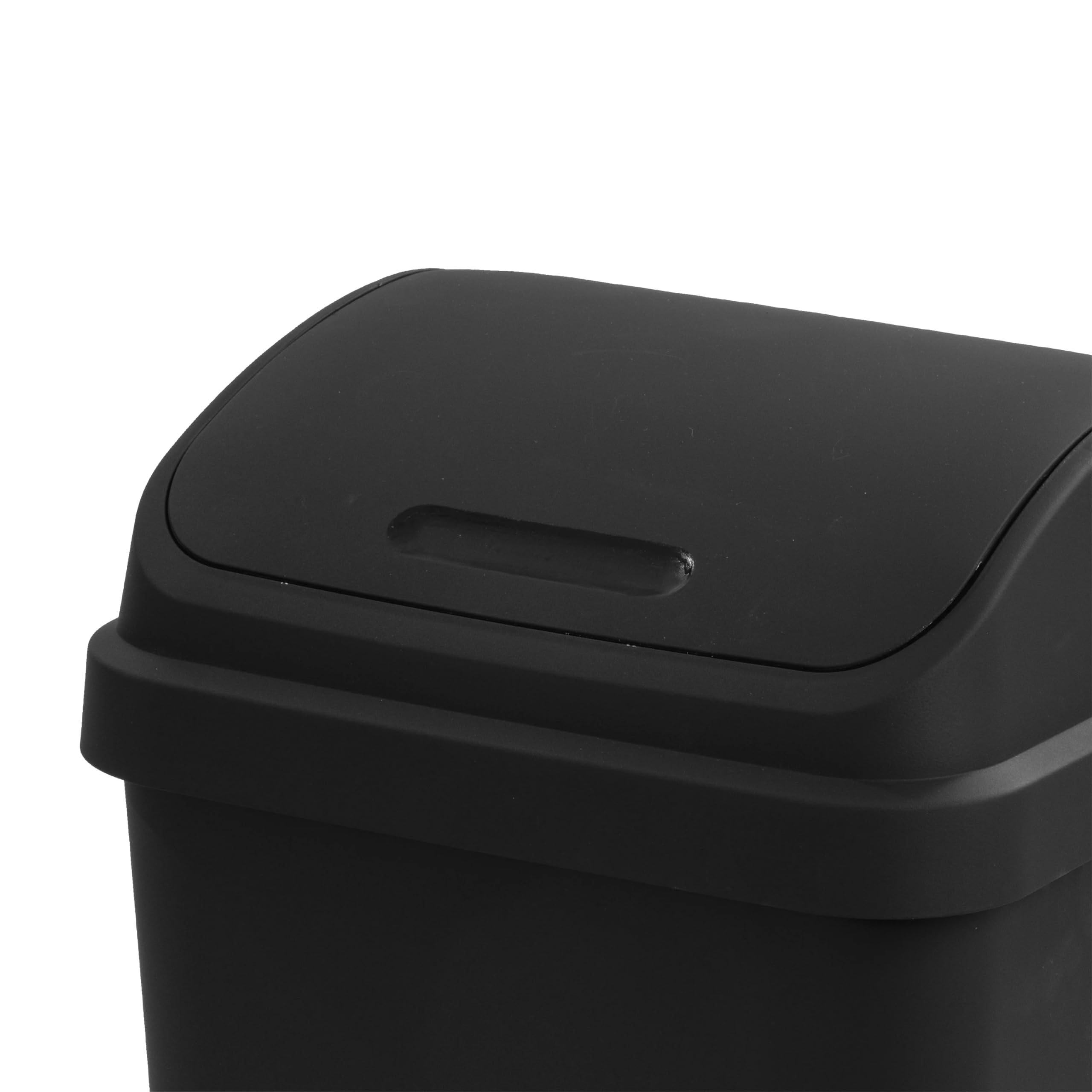 DqOasd Trash Can, Plastic Swing Top Kitchen Trash Can 13 Gallon (Black)